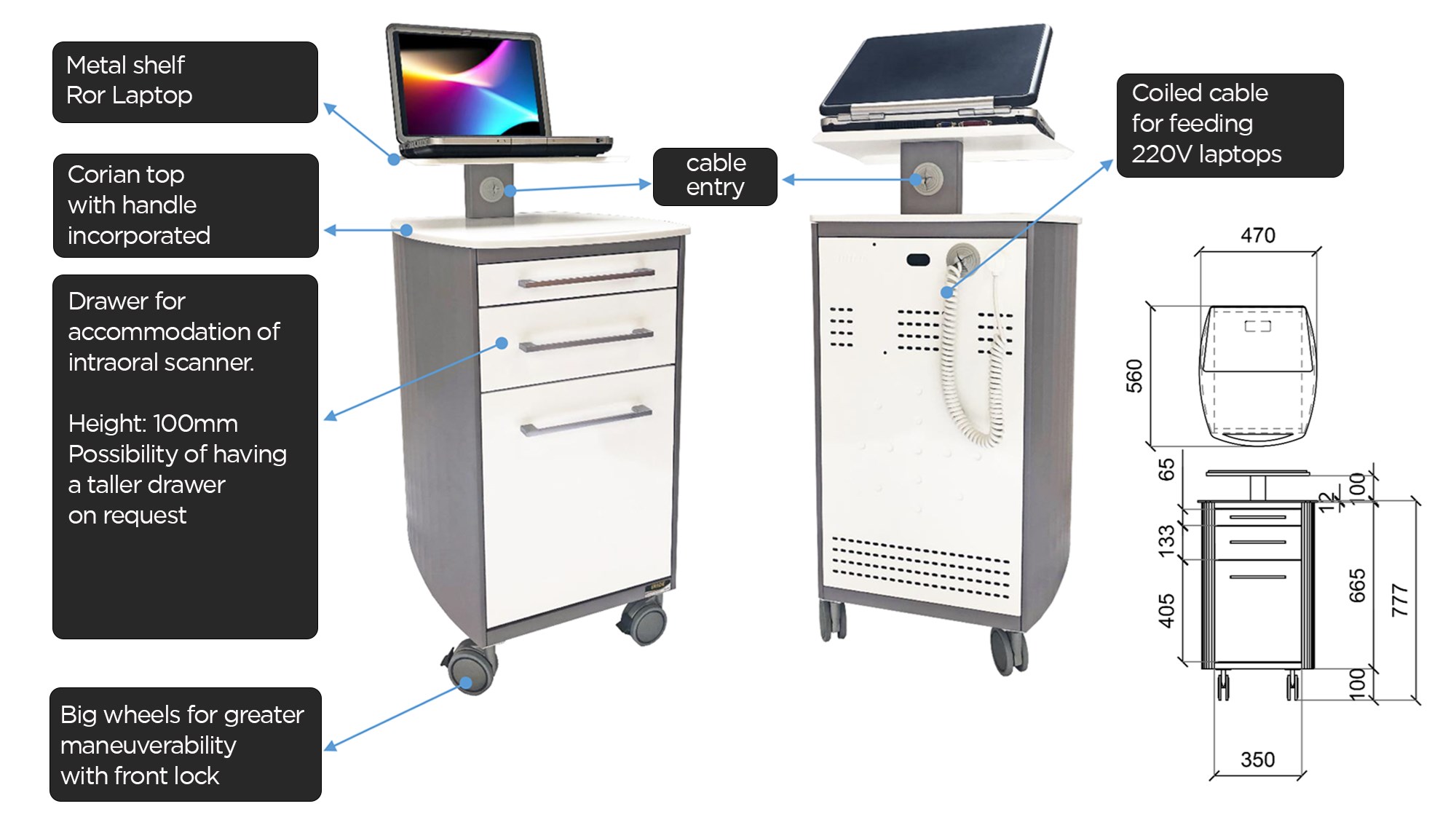 Cart For The Intraoral Scanner Laptop Version Iride International